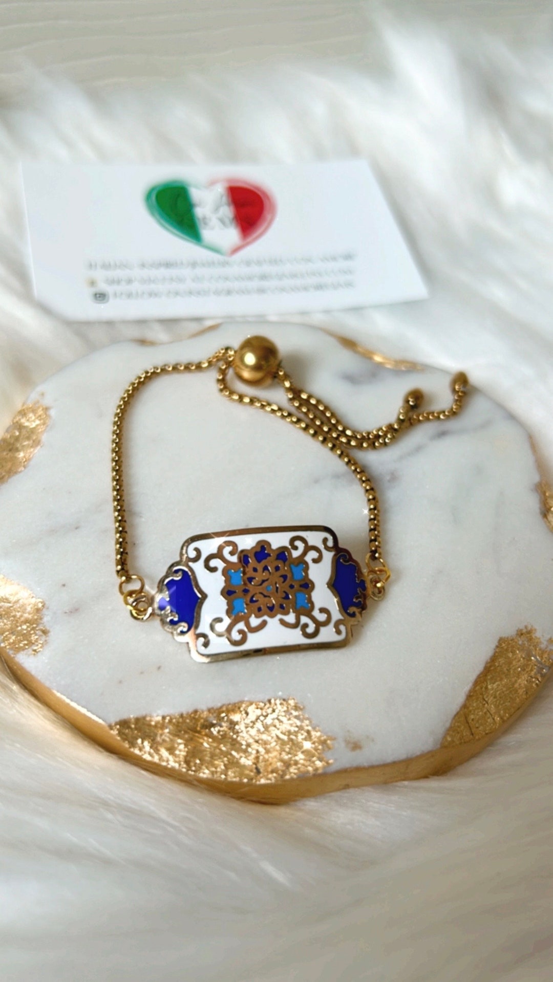 Sicilian Maiolica Tile Bracelet, Majolica Siciliana, Italy Bracelet ...