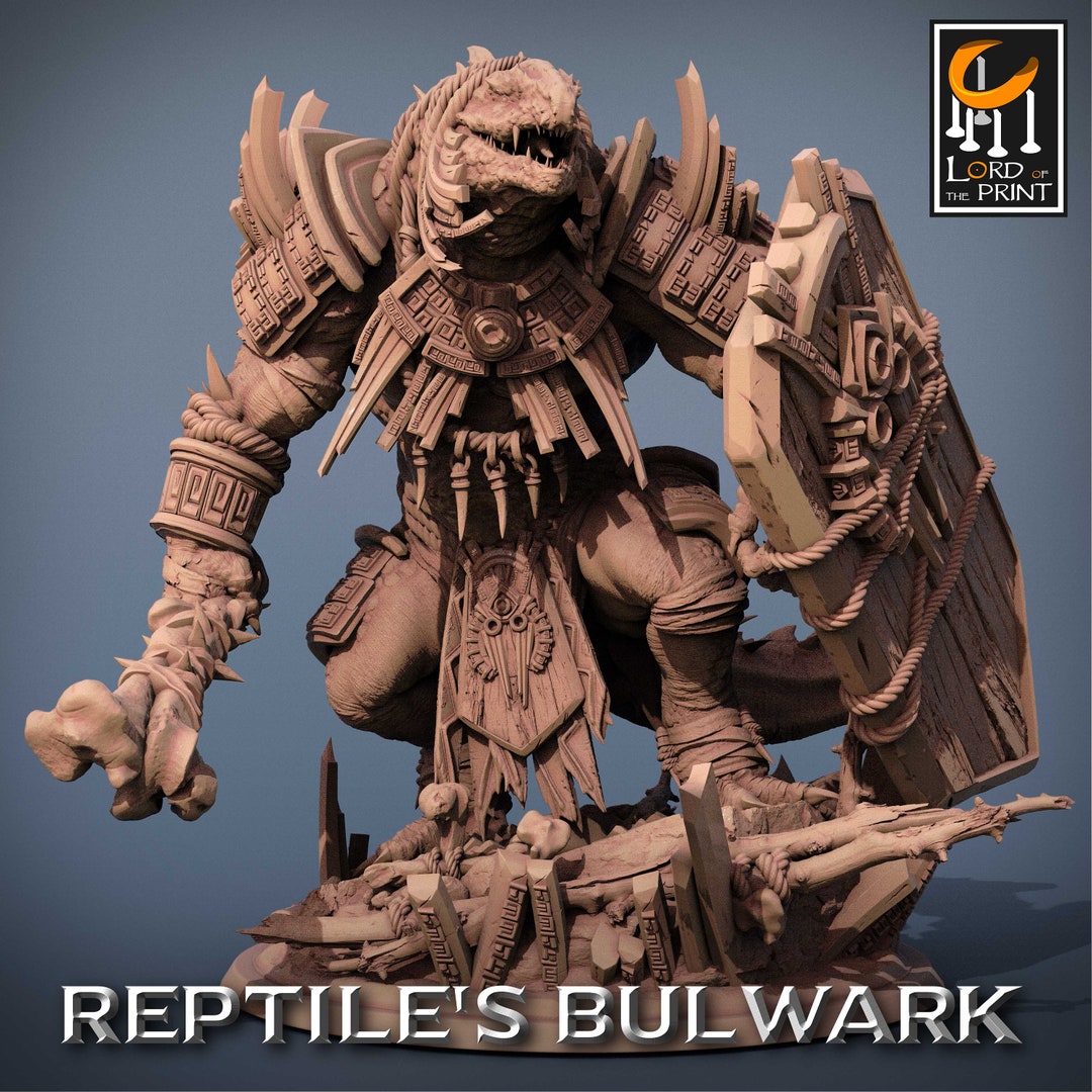 Lizardman Barbarian Miniature - Lord of the Print | Reptile Berserker ...