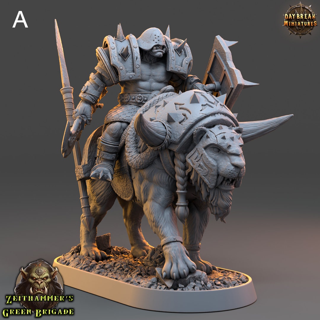 Orc Tiger Cavalry Miniatures - Daybreak Miniatures | Mounted Half Ogre ...