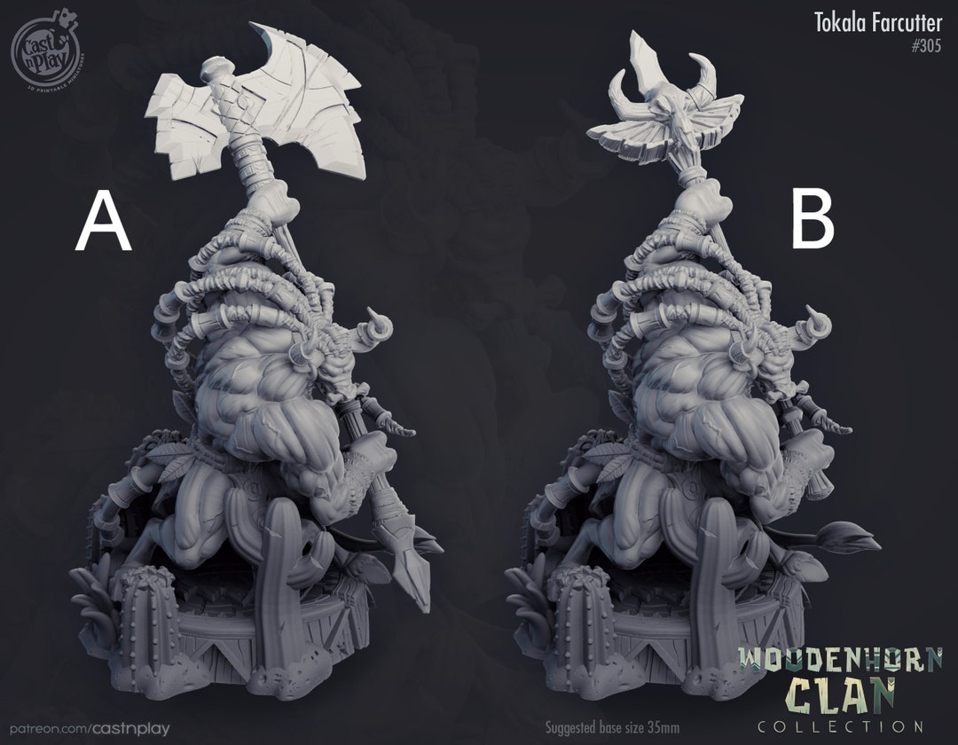 Minotaur Brute Miniature - Castnplay | Beastfolk Warrior Model ...