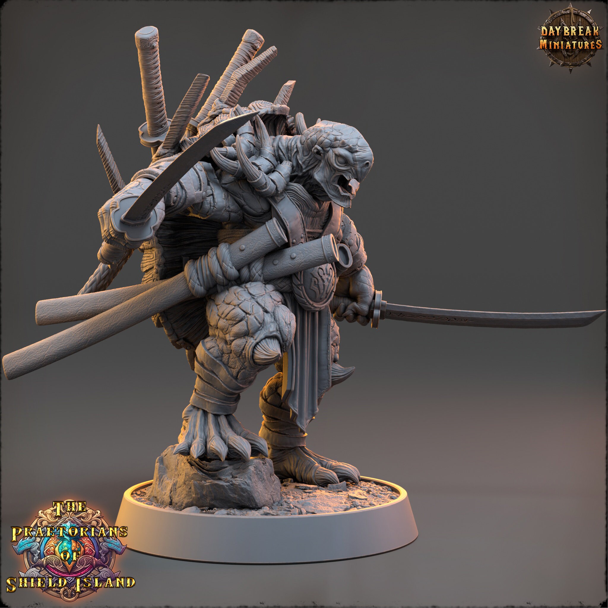 Tortle Samurai Miniature - Daybreak Miniatures | Turtle Folk Swordsman ...