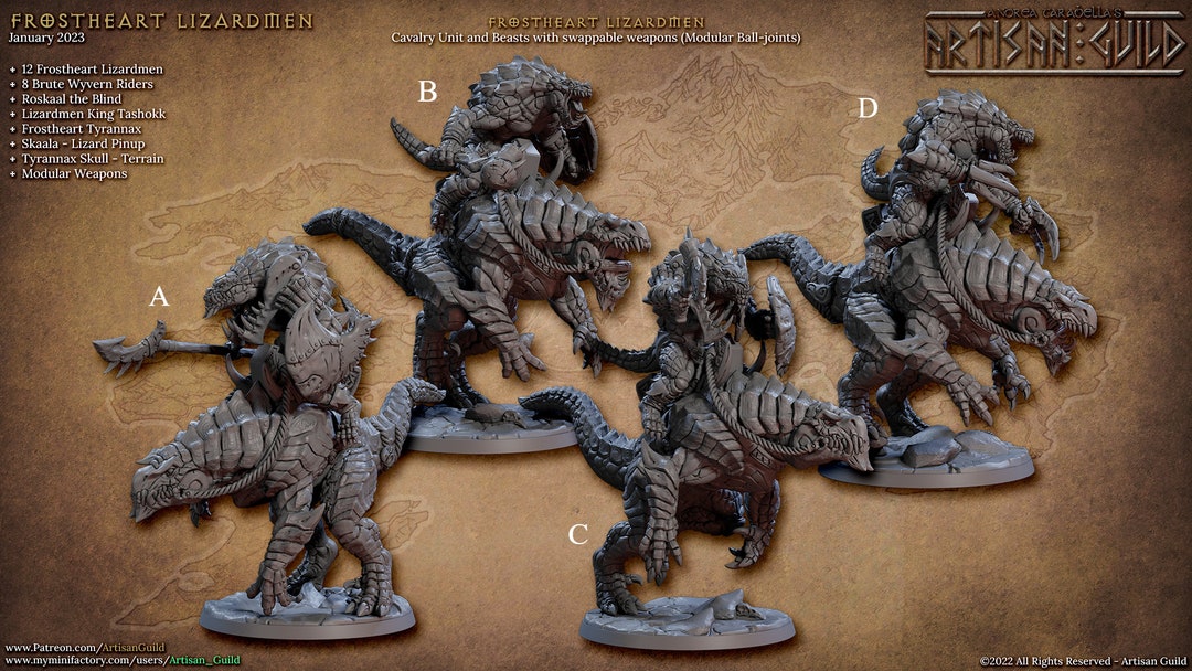 Lizardmen Cavalry Miniatures - Artisan Guild | Mounted Dinosaur Models ...