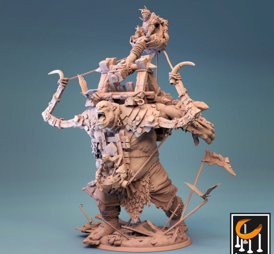 Ogre Seige Catapult Miniature - Lord of the Print | Troll Artillery ...