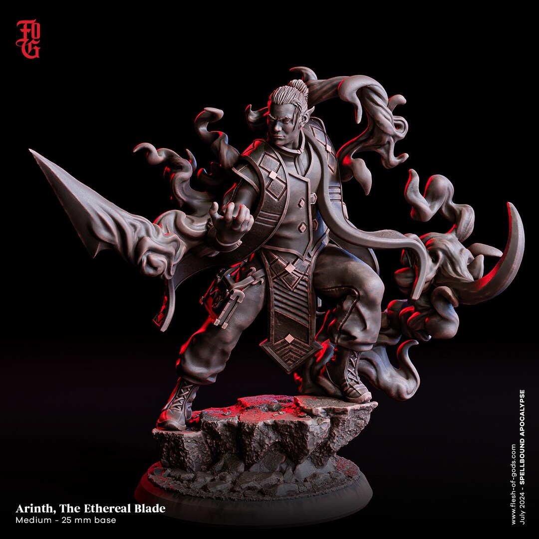 Elf Soulknife Rogue Miniature - Flesh of Gods | Mystic Kensai Monk ...