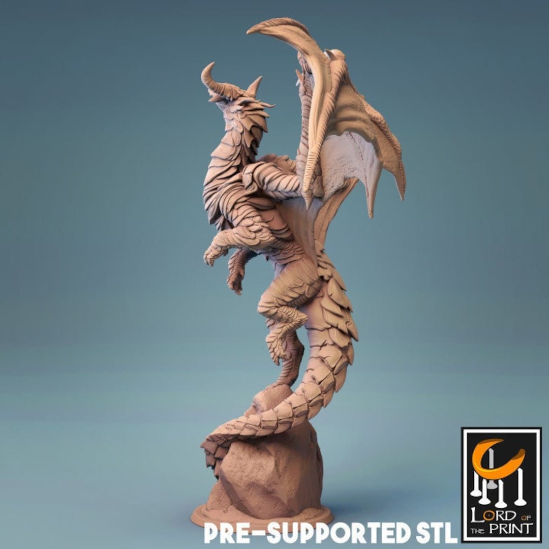 Young Time Dragon Miniature - Lord of the Print | Chaos Beast Model ...