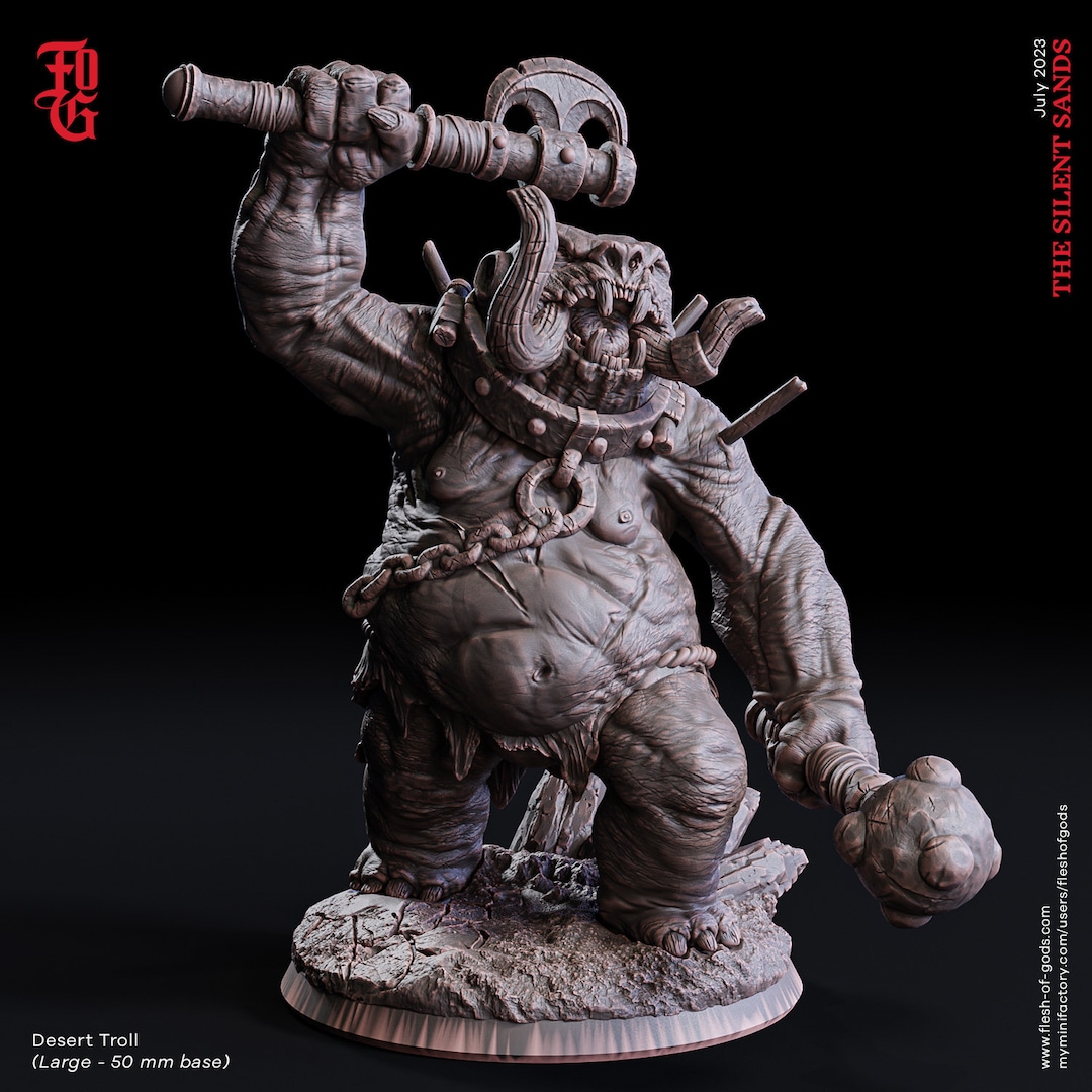Desert Troll Miniature - Flesh of Gods | Grimdark Ogre Model ...