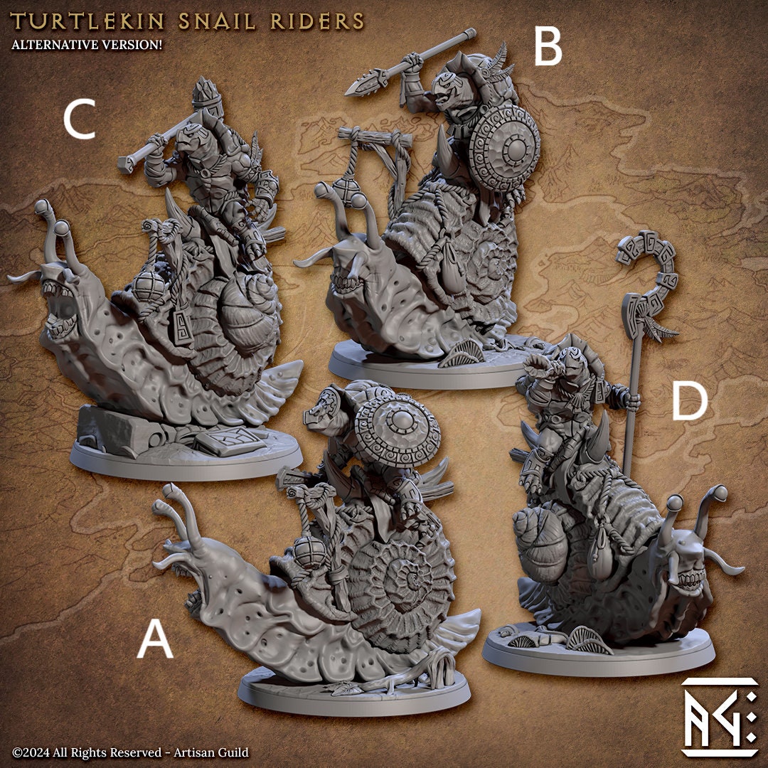 Tortle Heavy Cavalry Miniatures - Artisan Guild | Turtle Folk Giant ...