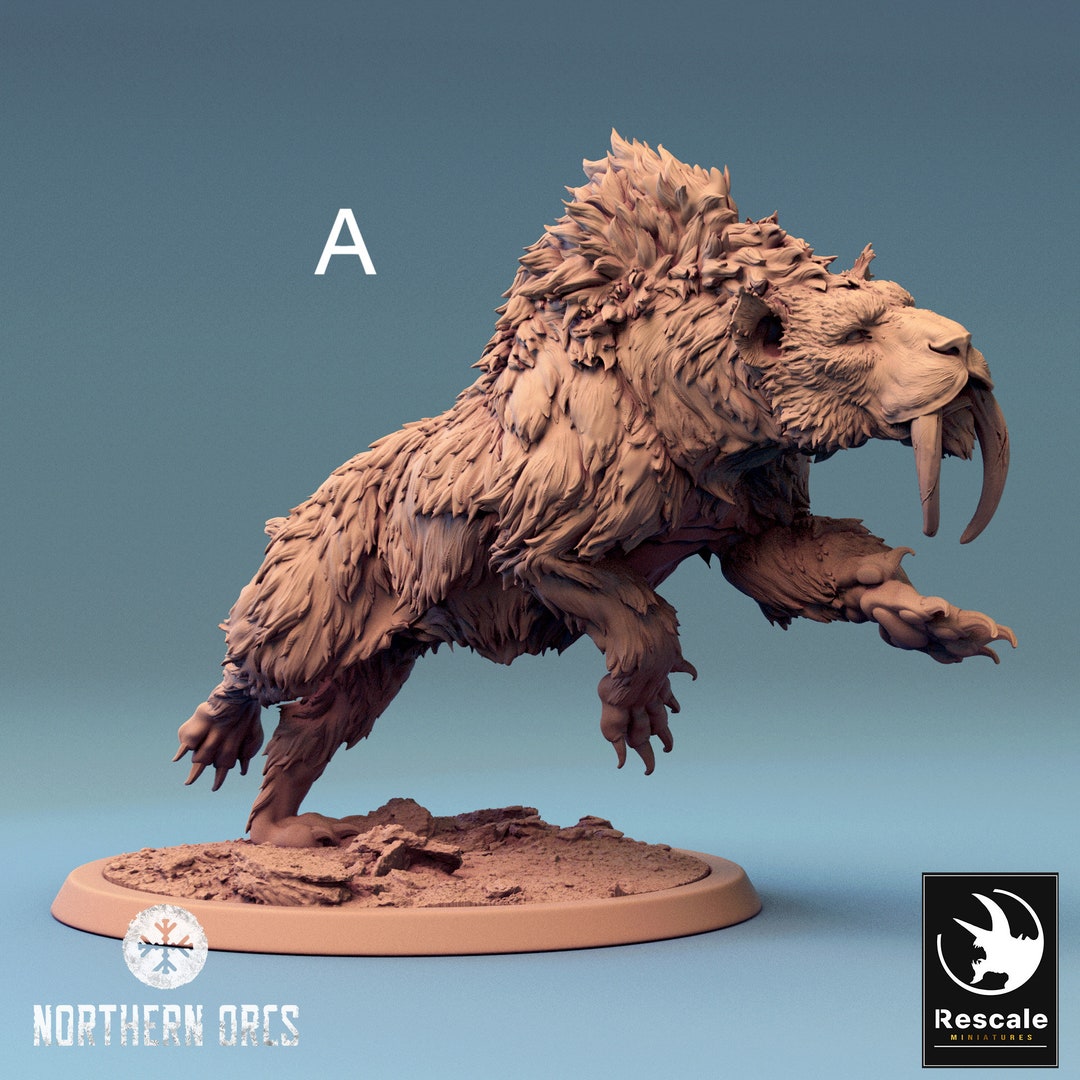 Giant Sabertooth Tiger Miniatures - Rescale Miniatures | Orruk War ...