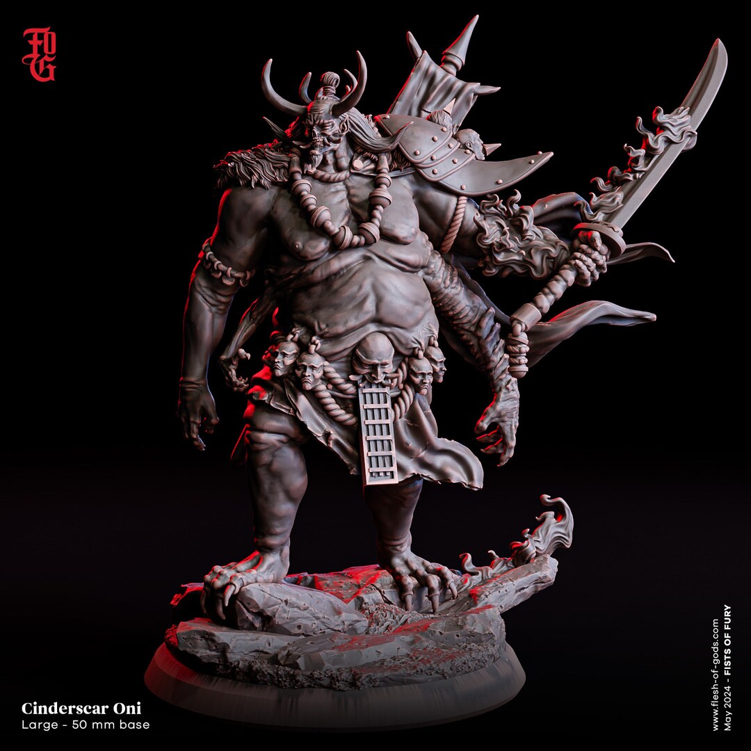 Giant Demon Ronin Miniature - Flesh of Gods | Grimdark Oni Barbarian ...