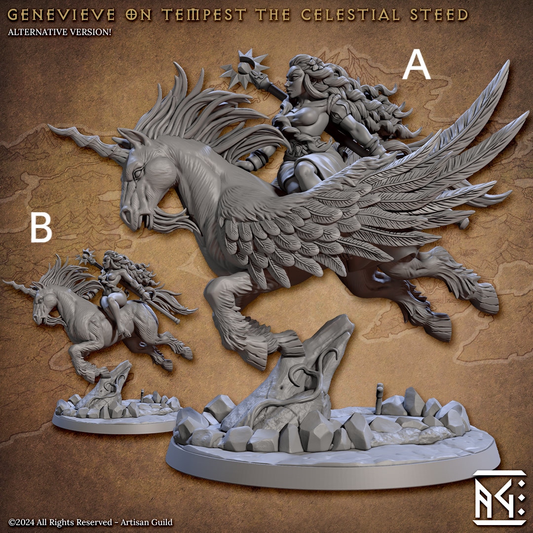 Pegasus Winged Horse Mount Miniatures - Artisan Guild | Sorceress Rider ...