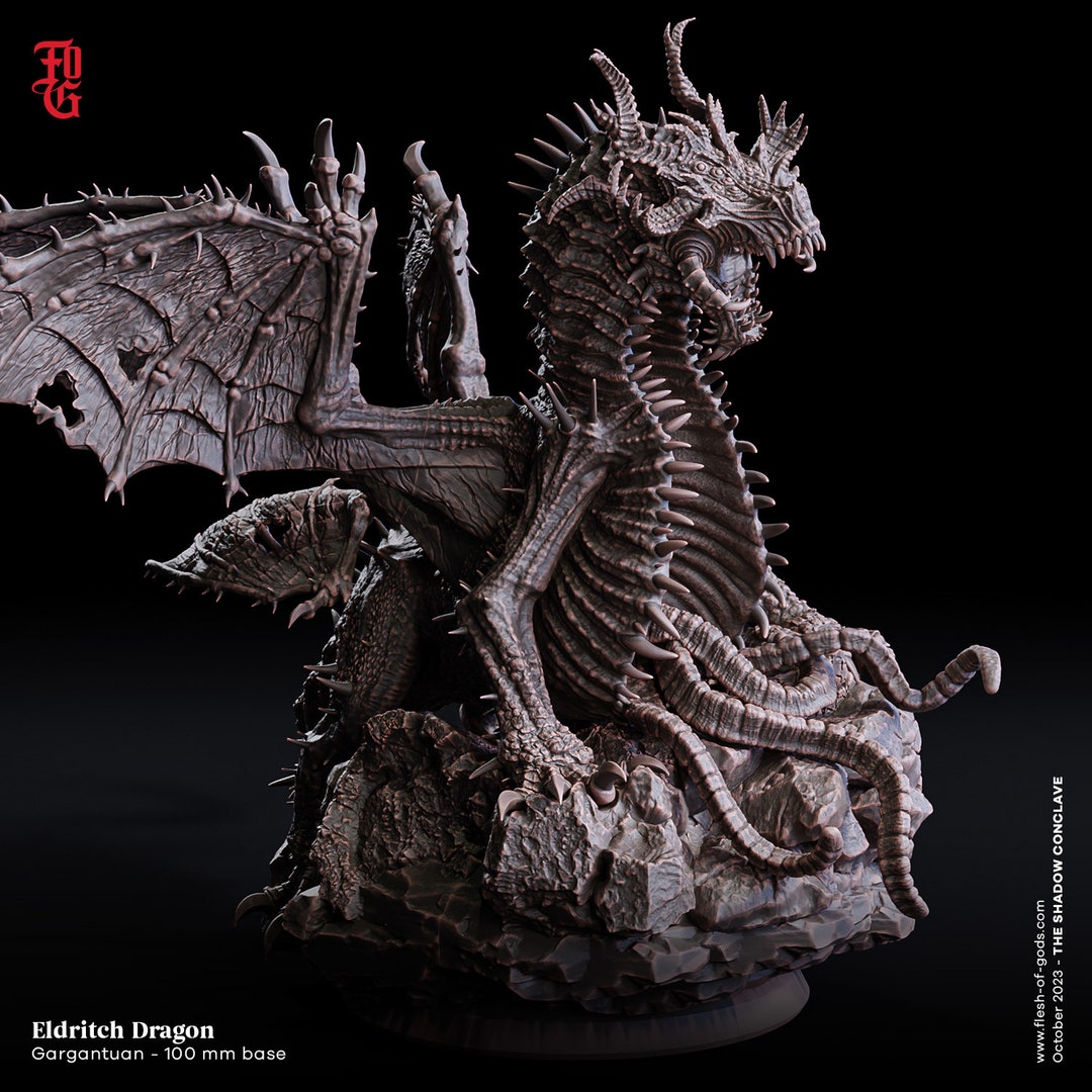 Eldrich Dragon Miniature - Flesh of Gods | Gargantuan Grimdark Horror ...