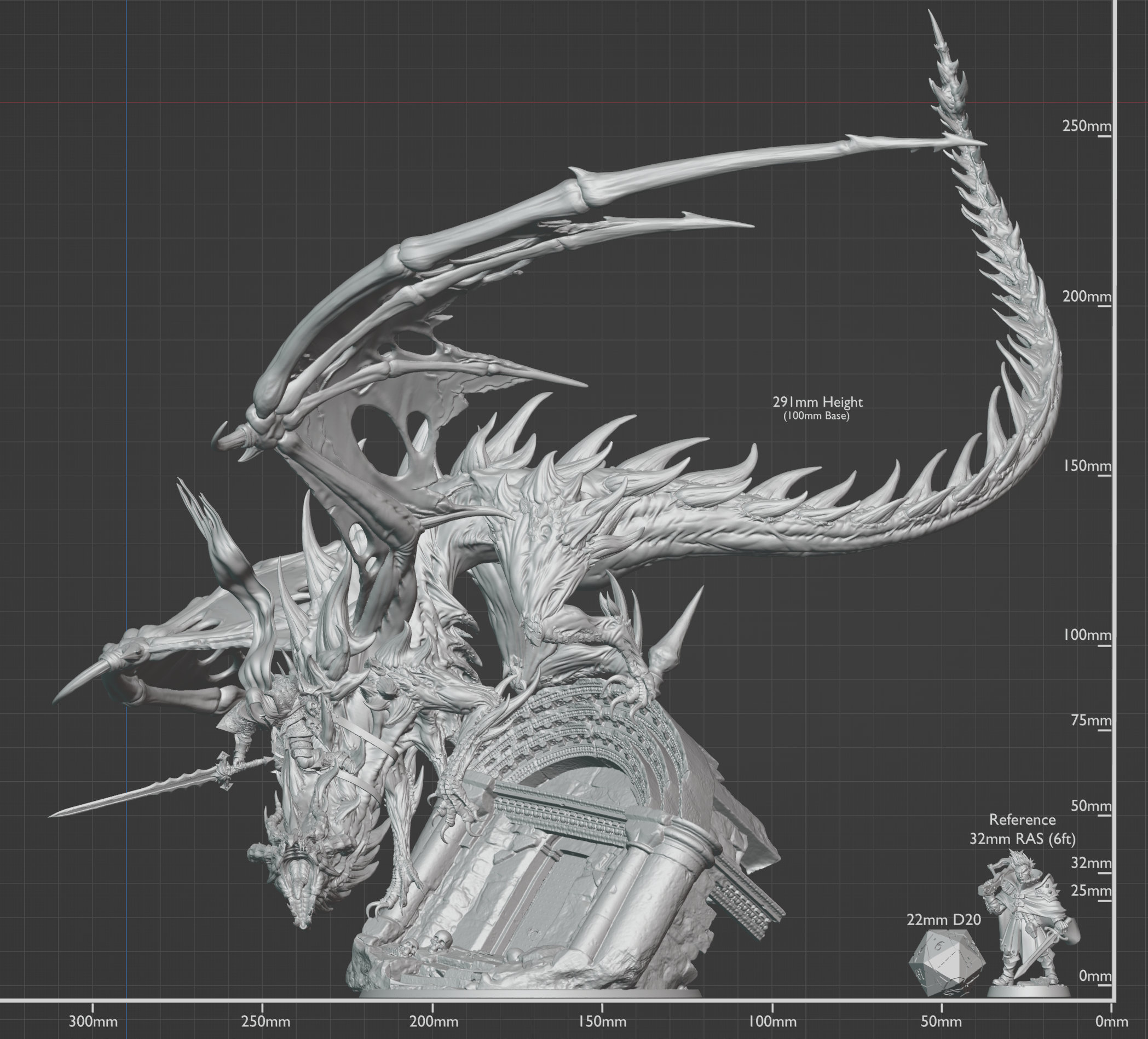 Undead Dragon Miniature - Lord of the Print | Dracolich Model | Vampire ...
