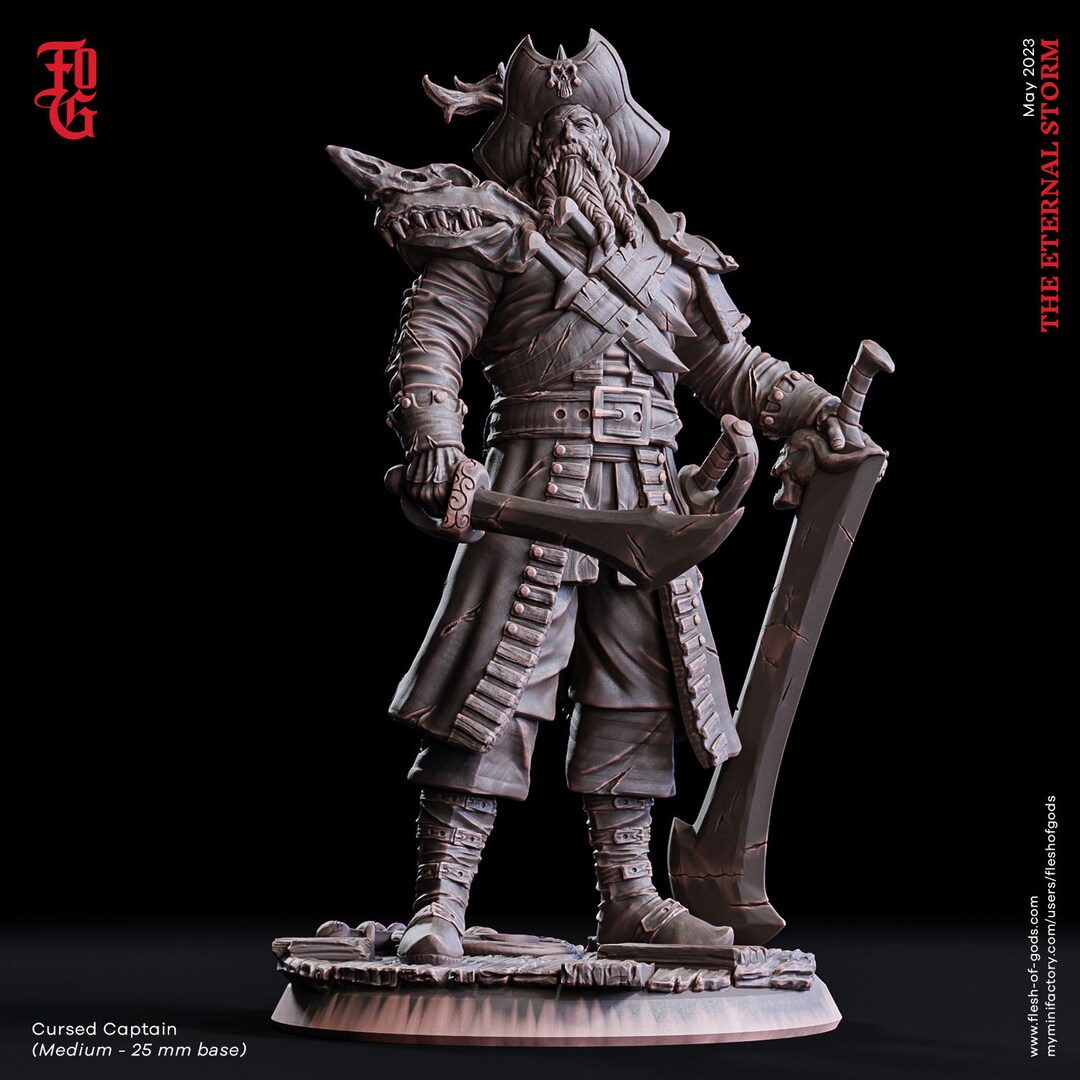 Pirate Captain Miniature - Flesh of Gods | Swashbuckler Rogue Model ...
