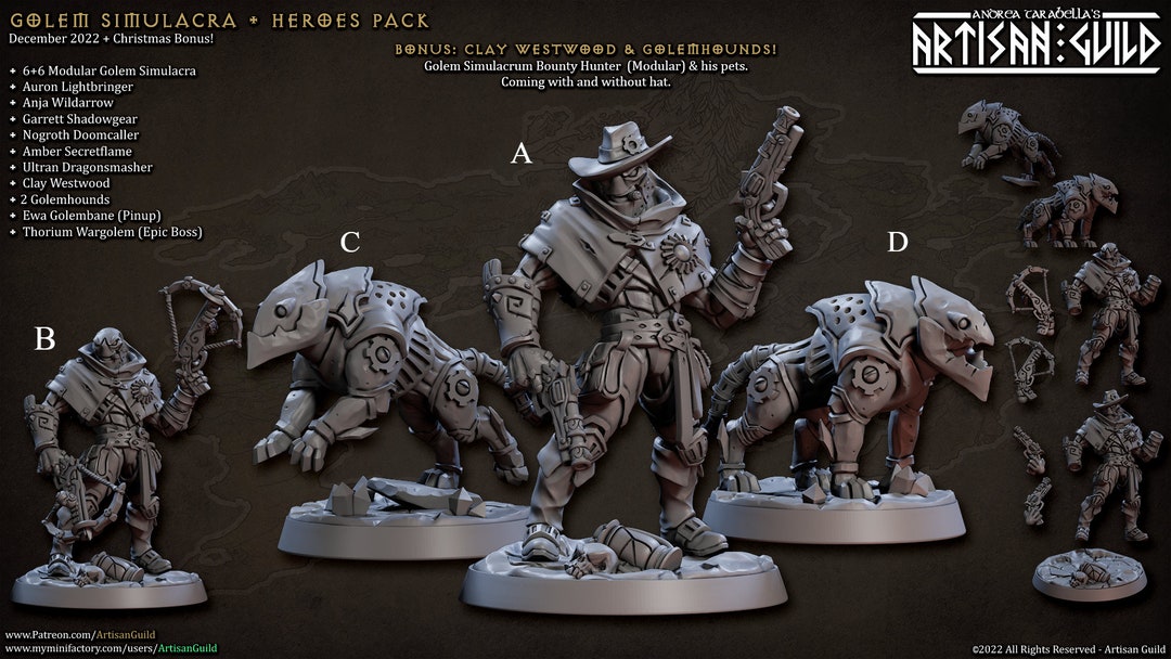Warforged Cowboy Miniature Artisan Guild Necron Ranger Model Dungeons ...