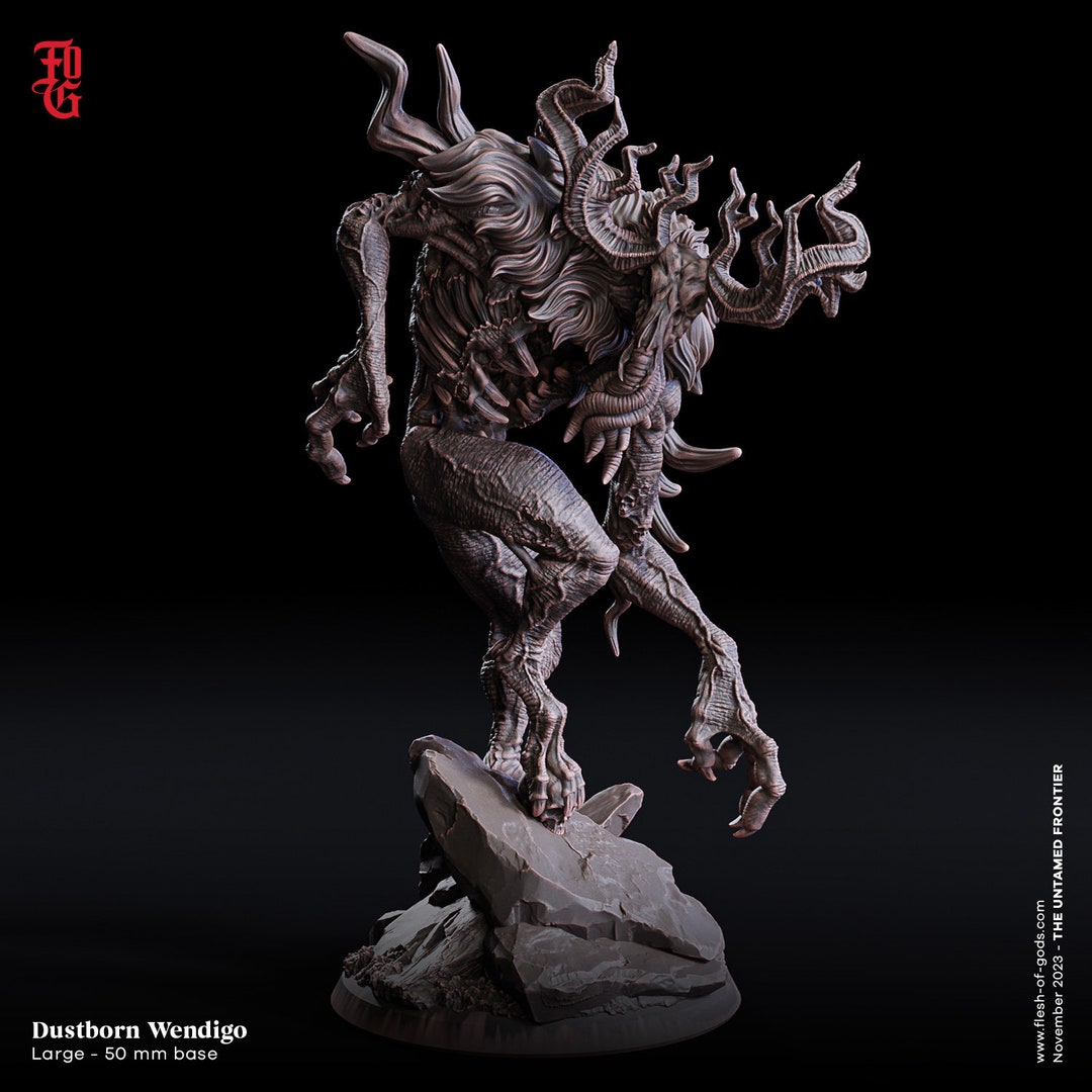 Grimdark Wendigo Miniature - Flesh of Gods | Giant Forest Leshen Model ...