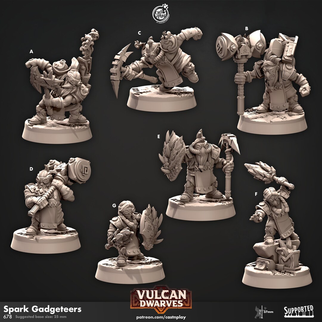 Dwarf Miner Miniatures - Castnplay | Smallfolk Infantry Models ...