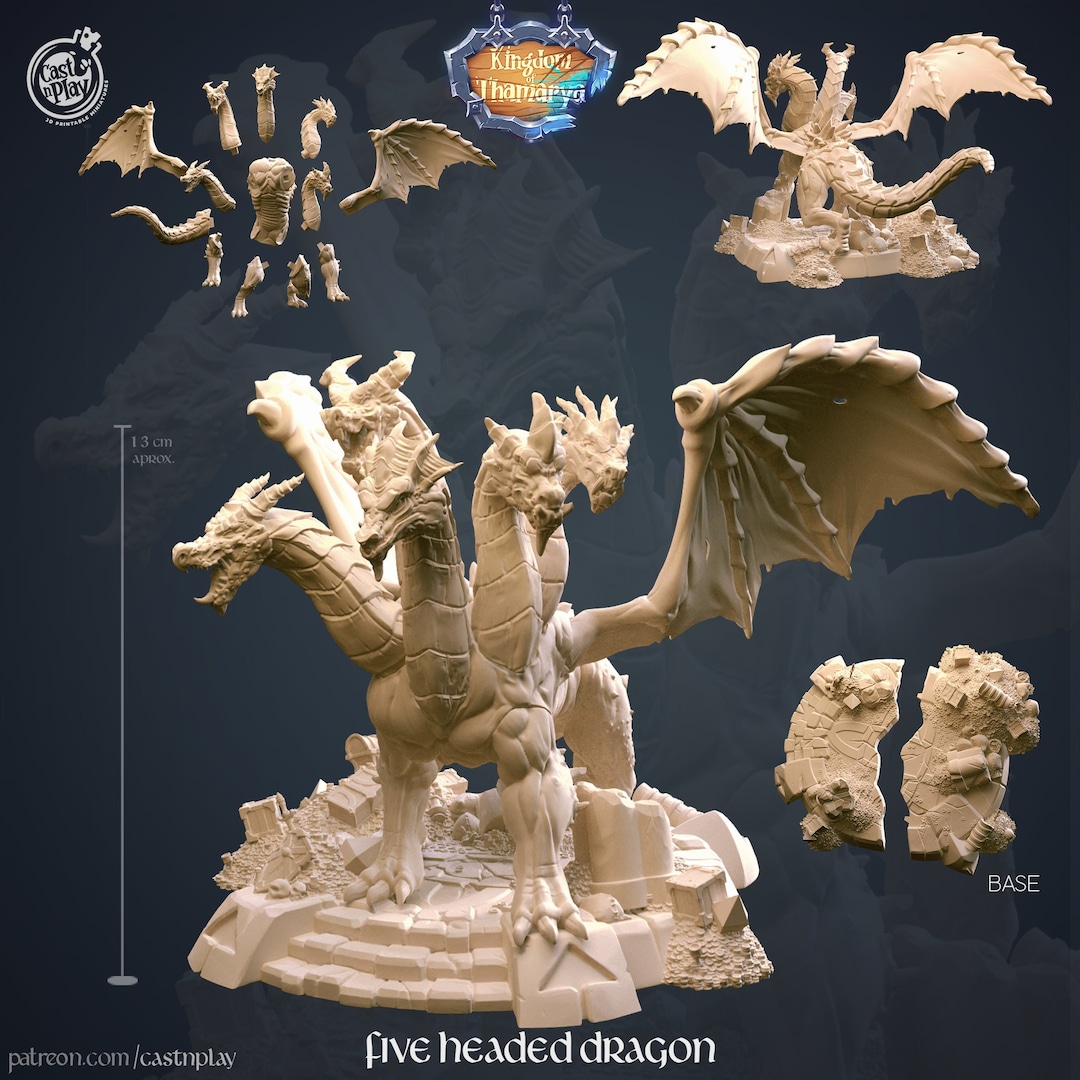 Multi-headed Dragon Miniature - Castnplay | Ancient Beast Miniature ...