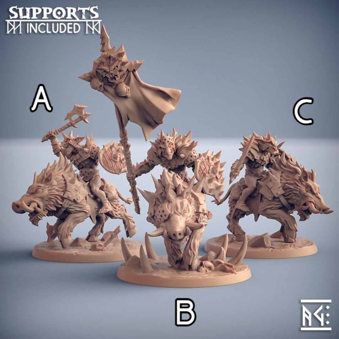Hobgoblin Cavalry Miniatures Artisan Guild Goblin Mounted Boar Models Dungeons and Dragons Dnd ...