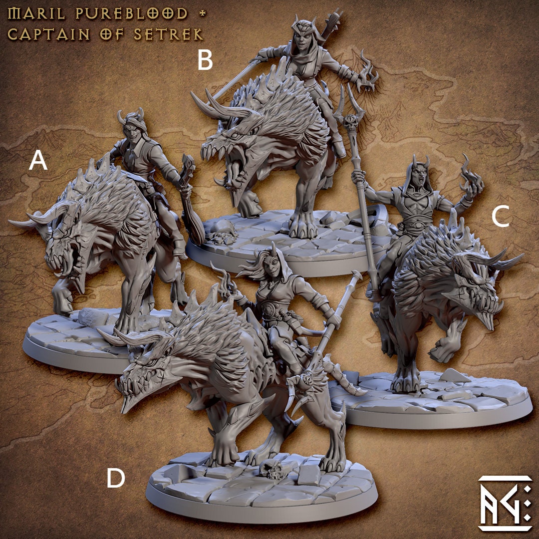 Tiefling Cavalry Miniatures Artisan Guild Mounted Warg Models Dungeons ...