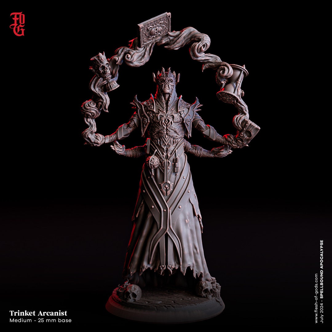 Undead Enxhanter Wizard Miniature - Flesh of Gods | Demon Mummy Mage ...