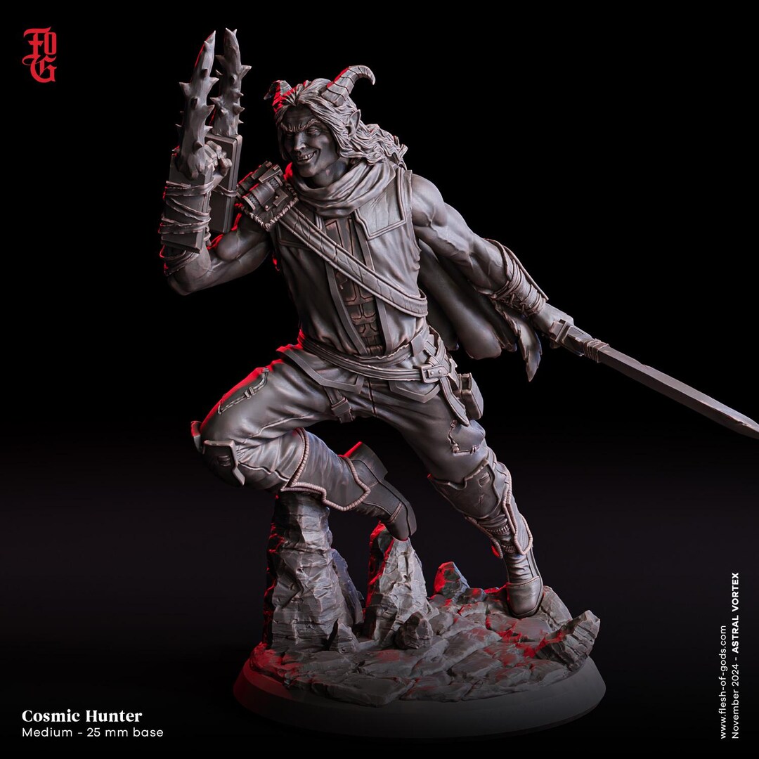 Male Tiefling Warlock Miniature - Flesh of Gods | Demon Fighter Model ...