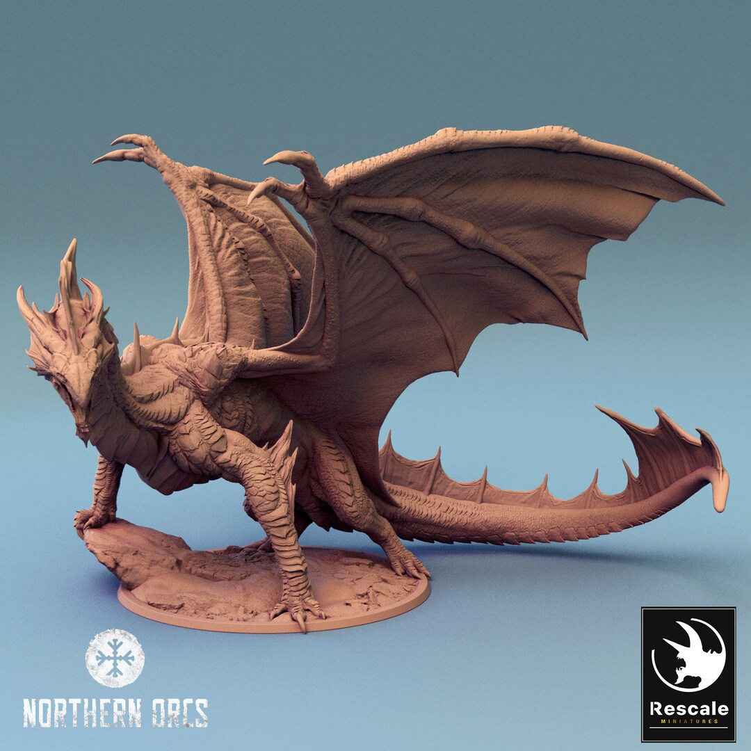 Adult Frost Dragon Miniature - Rescale Miniatures | Ancient Silver Wyrm ...