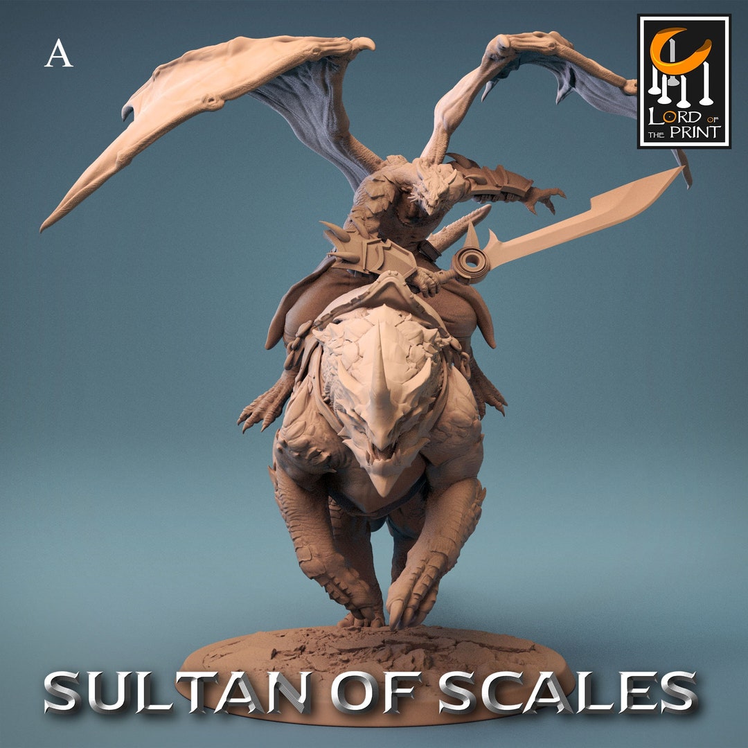 Dragonborn Cavalry Miniatures Lord of the Print Mounted Blue Drake ...