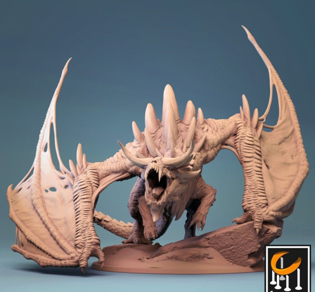 Ancient Magma Dragon Miniature - Lord of the Print | Winged Magmadroth ...