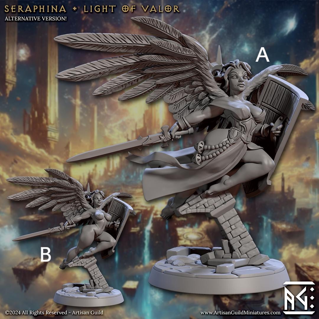 Female Aasimar Fighter Miniatures - Artisan Guild | Angel Warrior Pinup ...