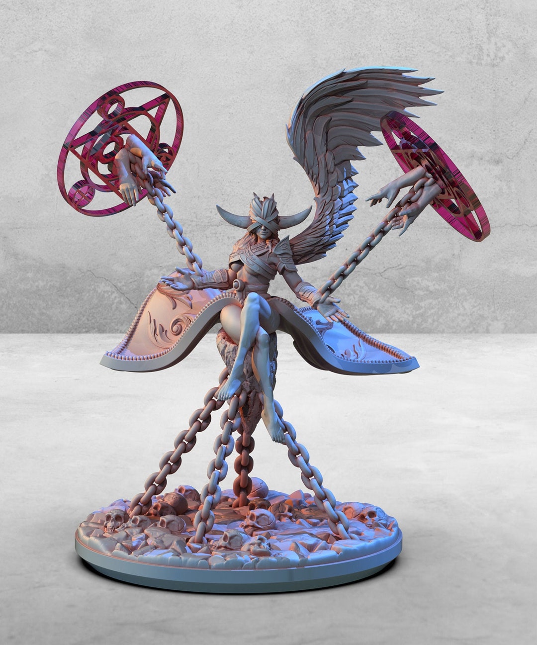 Fallen Aasimar Warlock Miniature - Clay Cyanide Miniatures | Winged ...