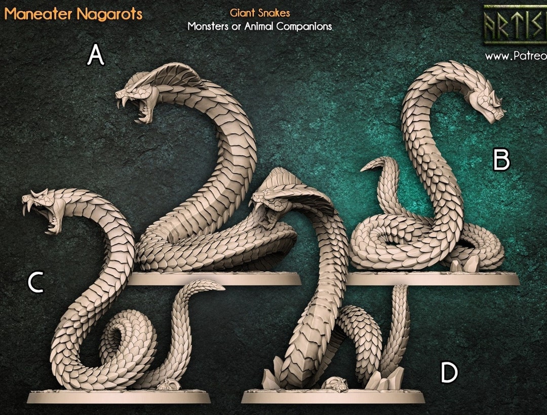 Giant Snake Miniatures - Artisan Guild | Serpent Models | Cave Monster ...