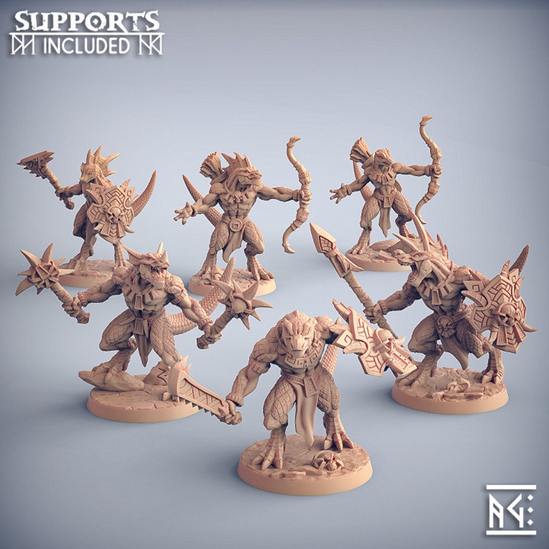Lizardmen Warrior Miniatures - Artisan Guild | Cold One Infantry ...