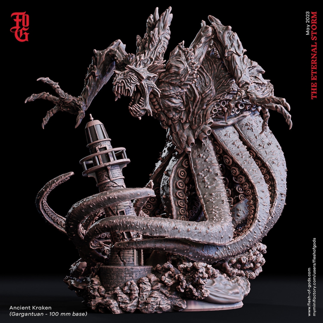 Kraken Miniature - Flesh of Gods | Sea Monster Model | Eldrich Horror ...