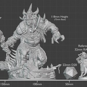 Giant Lizardman Miniature - Lord of the Print | Reptile Berserker Model ...