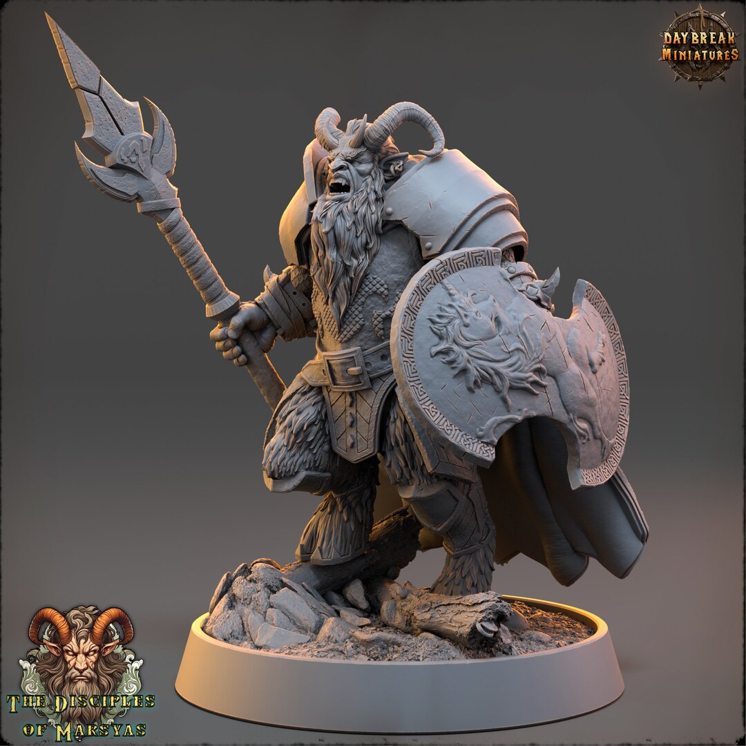 Satyr Paladin Miniature Daybreak Miniatures Male Faun Etsy