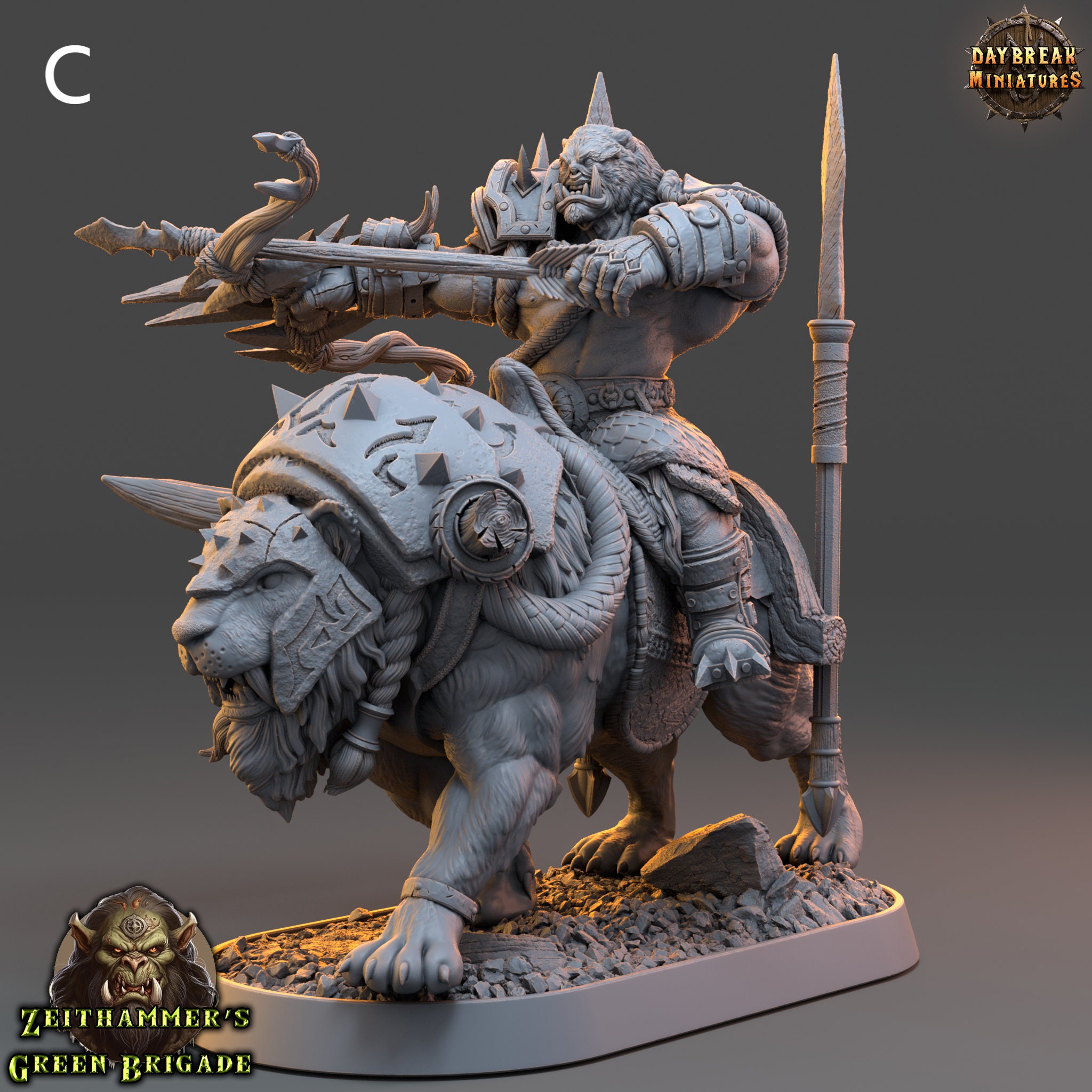 Orc Tiger Cavalry Miniatures - Daybreak Miniatures | Mounted Half Ogre ...
