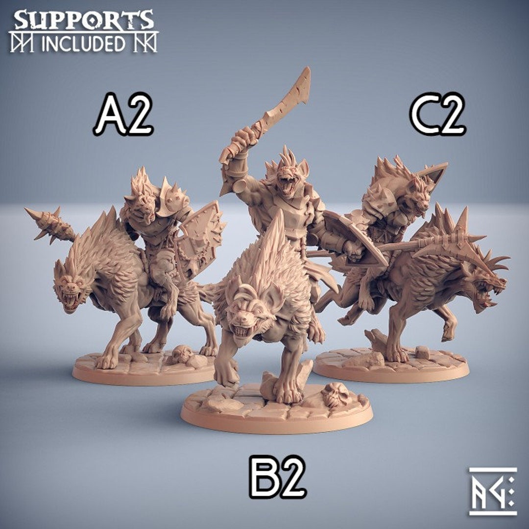 Gnoll Cavalry Miniatures - Artisan Guild | Hyena Mounts | Beastfolk ...