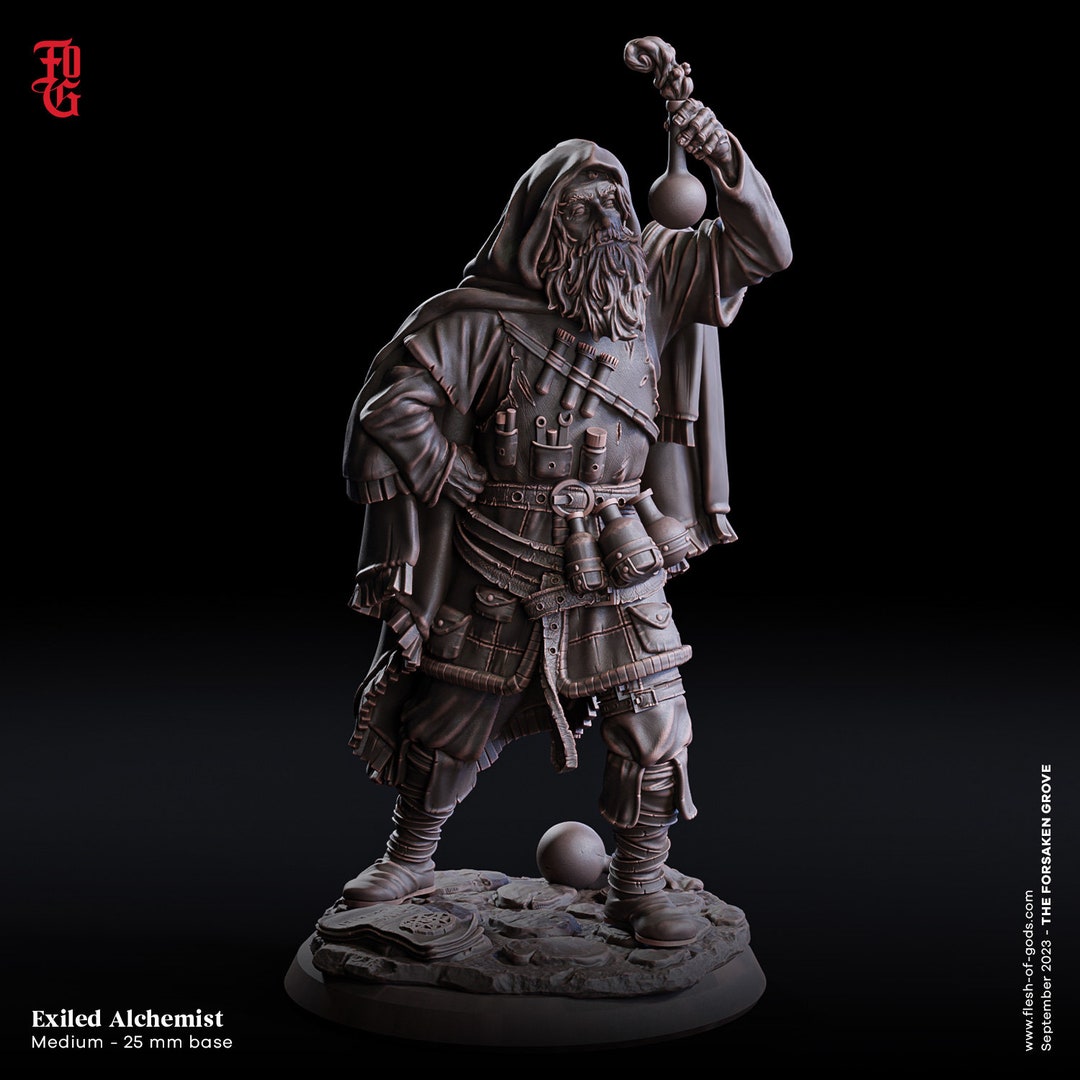 Old Human Alchemist Miniature - Flesh of Gods | Male Artificer Model ...