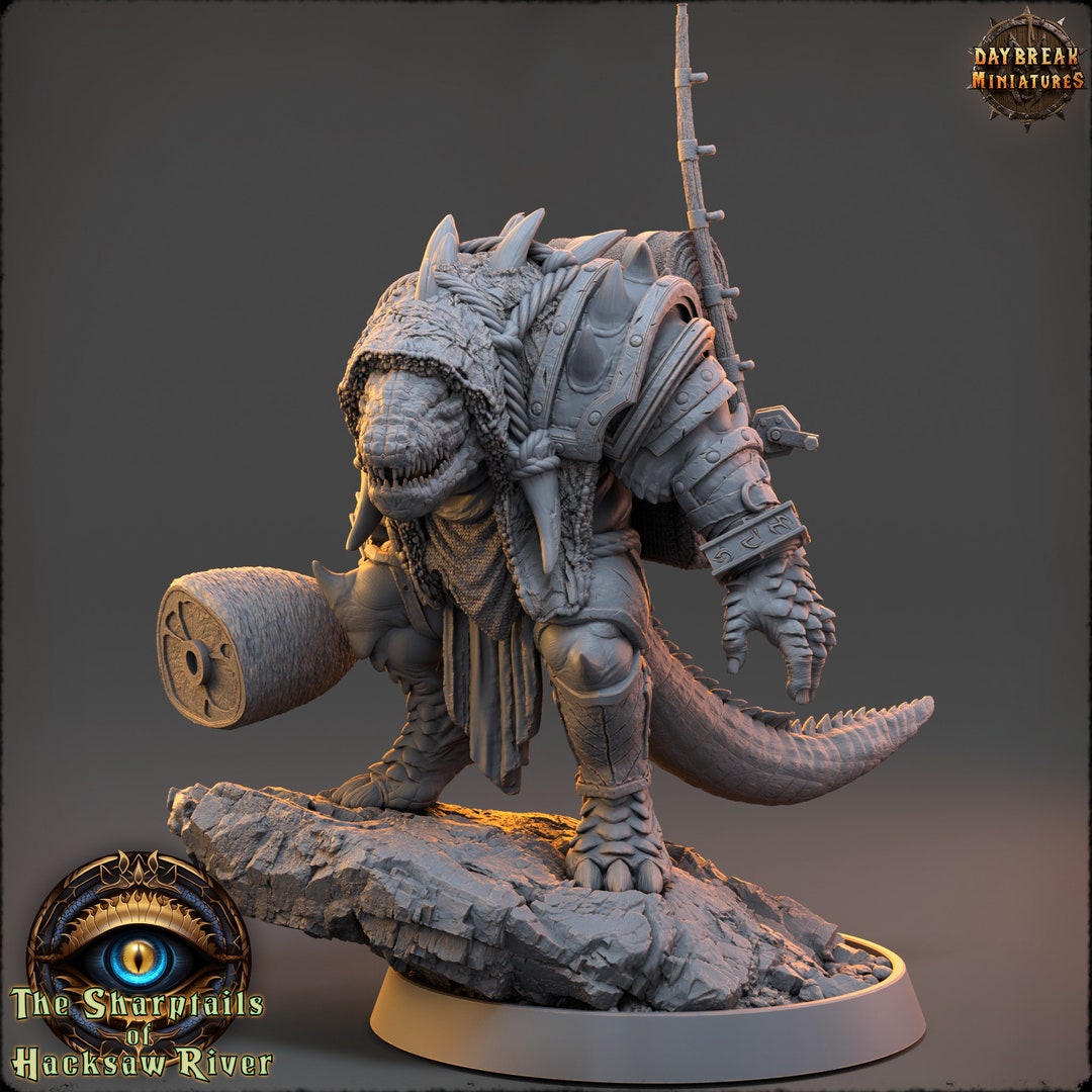 Crocodile Adventurer Miniature - Daybreak Miniatures | Lizardmen Rogue ...