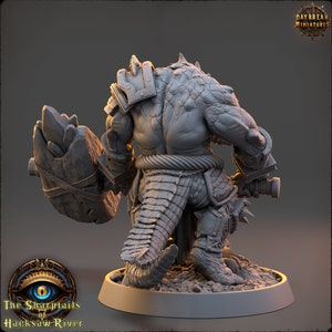 Crocodile Barbarian Miniature - Daybreak Miniatures | Lizardmen ...