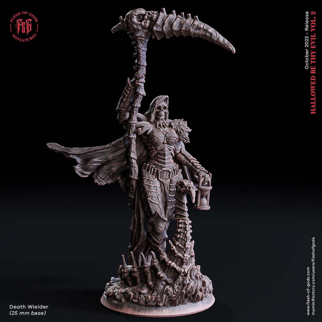 Grim Reaper Miniature - Flesh of Gods | Grimdark Undead Warlock Model ...