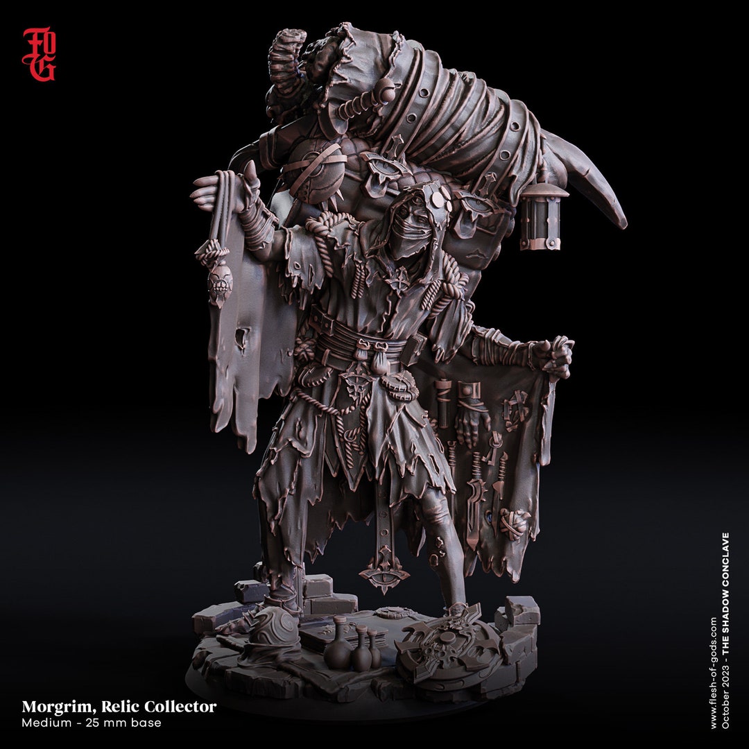 Grimdark Merchant Miniature - Flesh of Gods | Undead Traveller Model ...