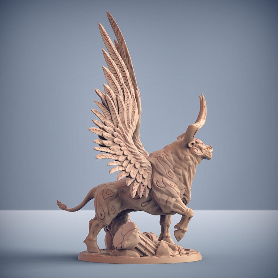 Winged Bull Miniature - Artisan Guild | Mythological Beast Model ...