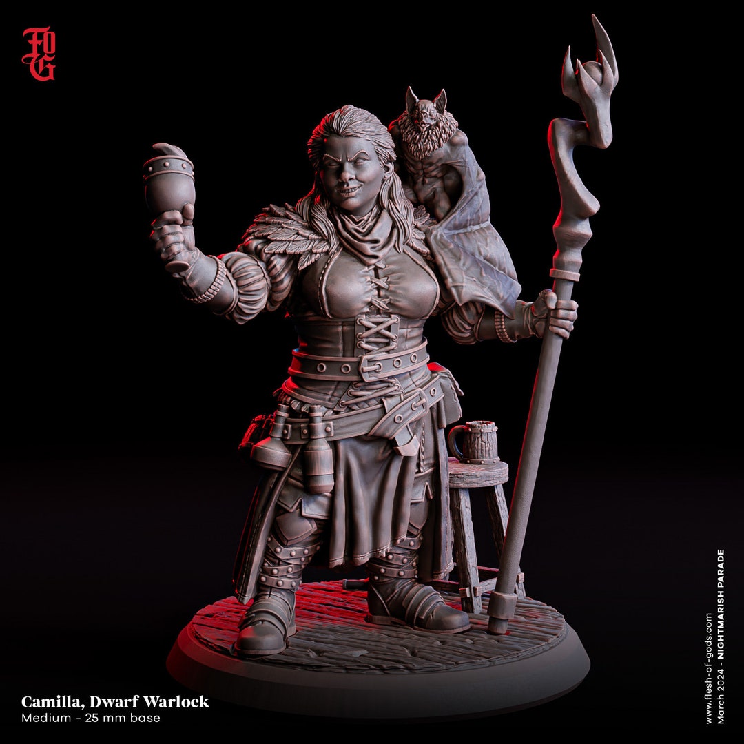 Female Dwarf Warlock Miniature - Flesh of Gods | Small Folk Shadow Druid Model | Dungeons and ...