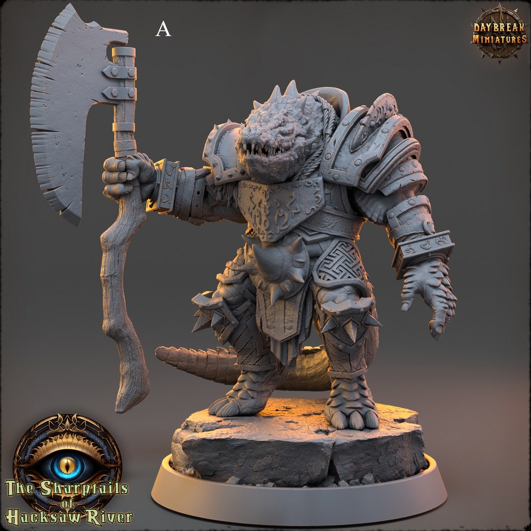 Crocodile Warrior Miniatures - Daybreak Miniatures | Lizardmen Brute ...