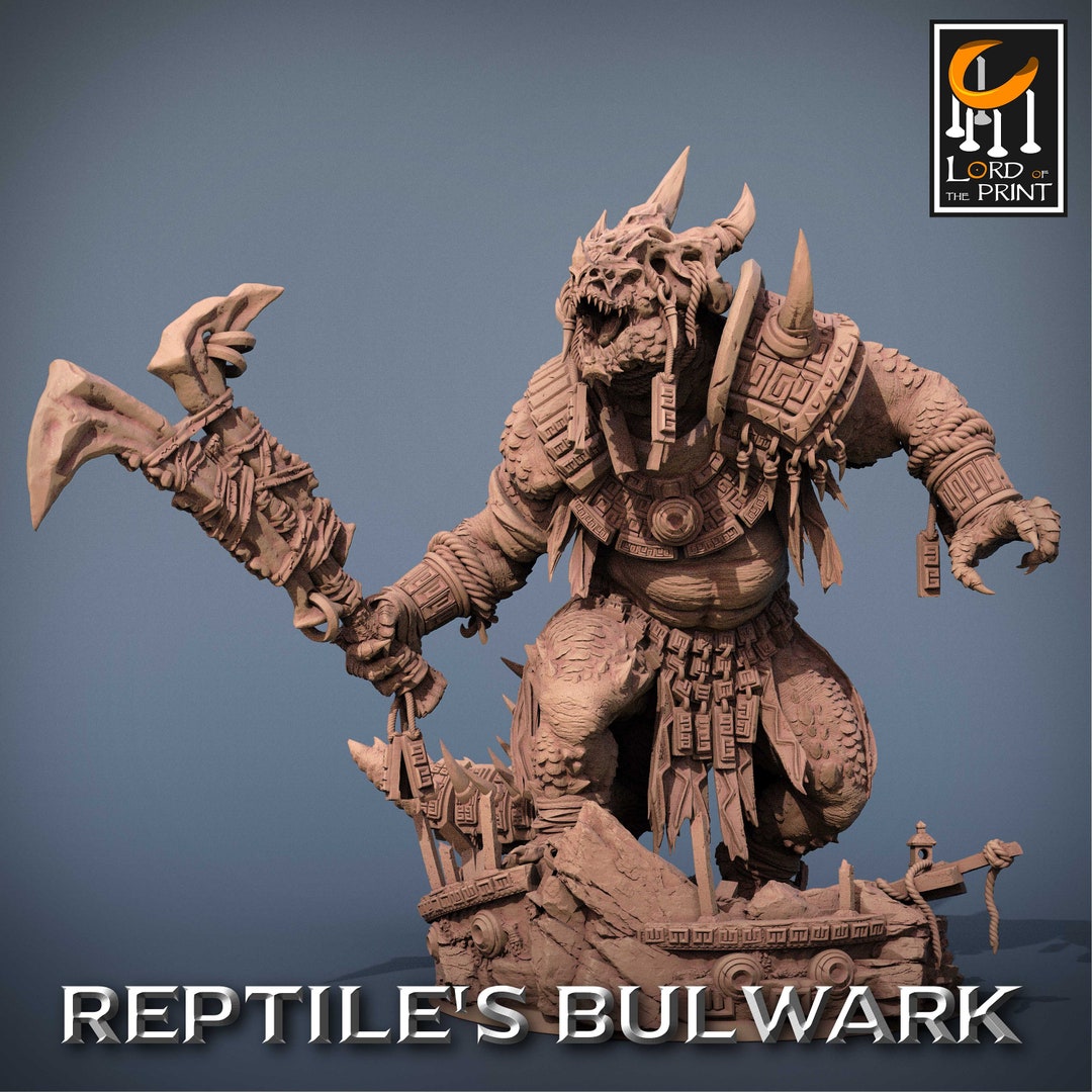 Giant Lizardman Miniature - Lord of the Print | Reptile Berserker Model ...