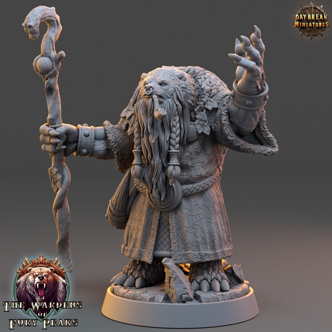 Bearfolk Druid Miniature - Daybreak Miniatures | Beastfolk Shaman Model ...