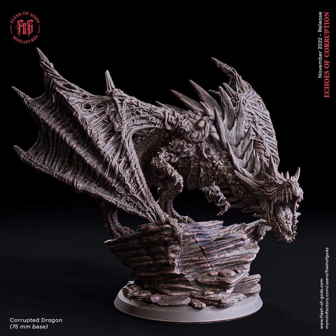 Undead Dragon Miniature - Flesh of Gods | Zombie Terrorgheist Model ...