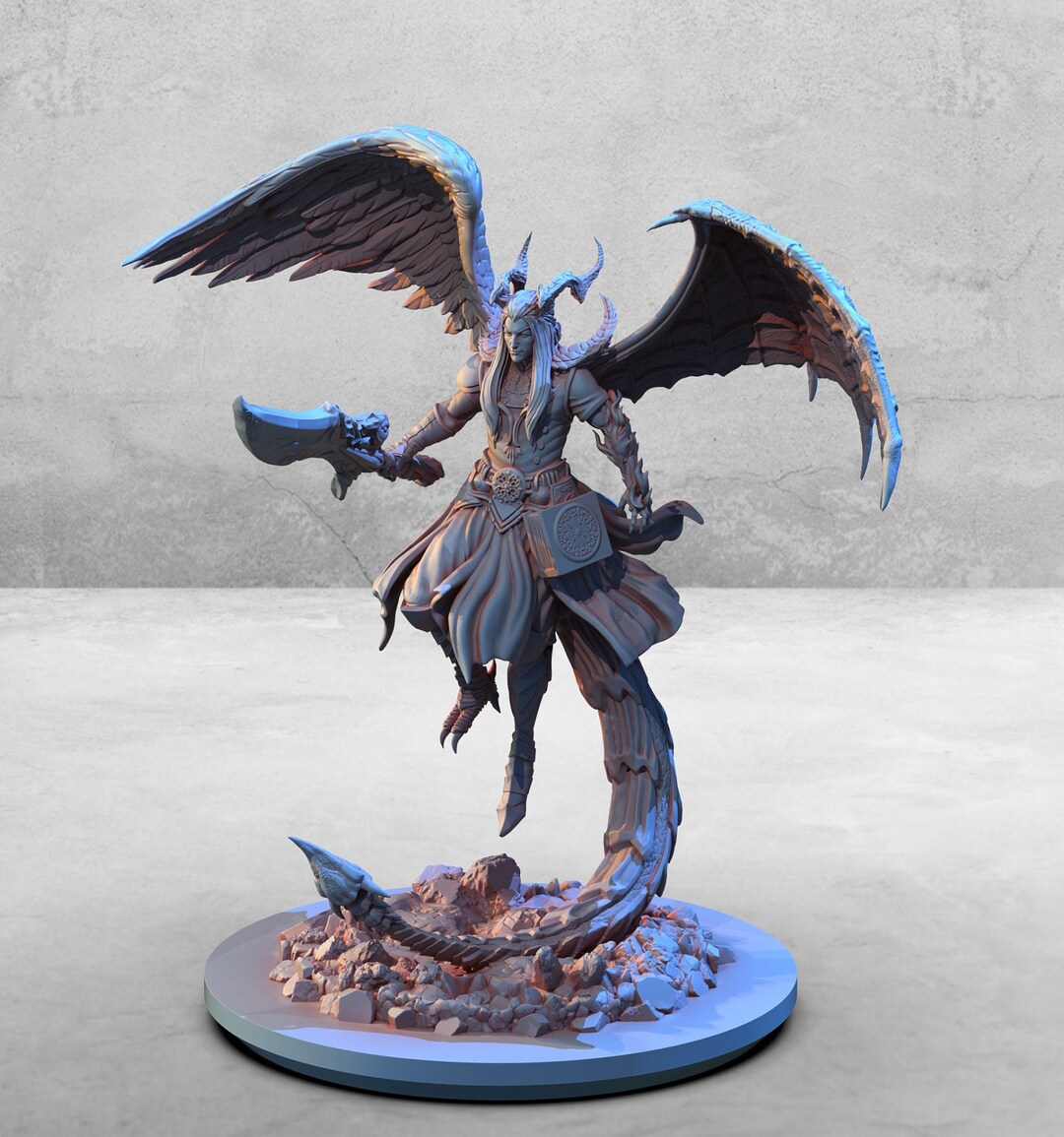 Fallen Angel Warrior Miniature - Clay Cyanide Miniatures | Winged ...