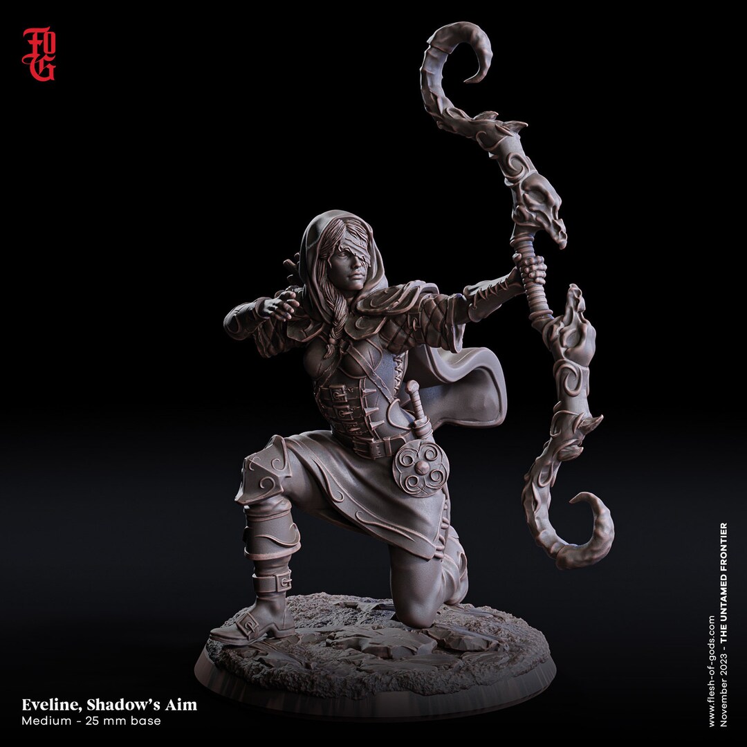 Female Huntress Miniature - Flesh of Gods | Human Ranger Model ...